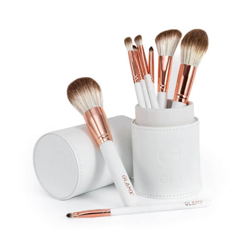 8 Piece Rose Gold & White Makeup Brush Set | GX20 | GLAMX® Brushes