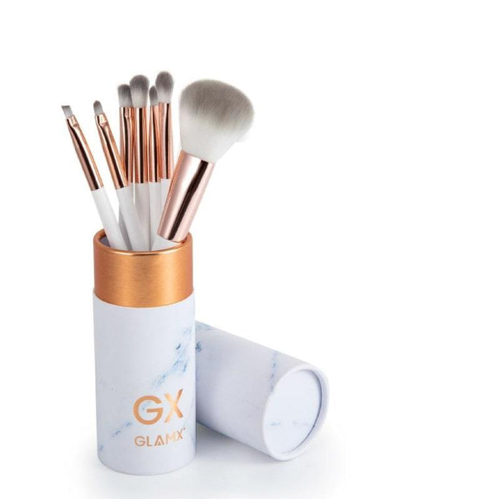 7 Piece Rose Gold & White Makeup Brush Set | GLAMX GX31 Makeup Brushes